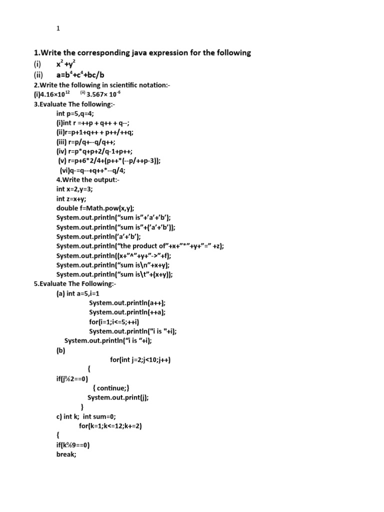 1.write The Corresponding Java Expression For The Following X +y A B +C ...