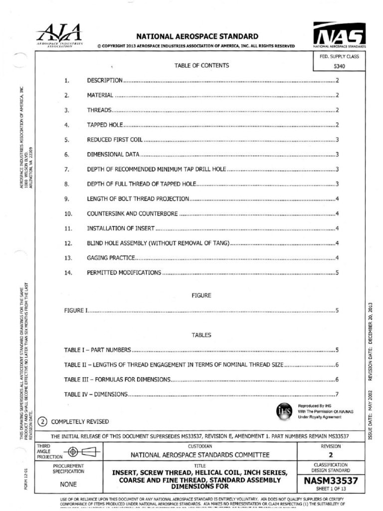 Nasm33537 Aia Rev 2 | PDF | Screw | Machining