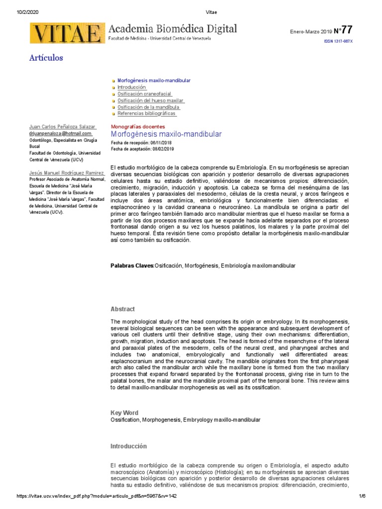 Morfogénesis y osificación maxilo-mandibular | PDF | Cráneo | Anatomía