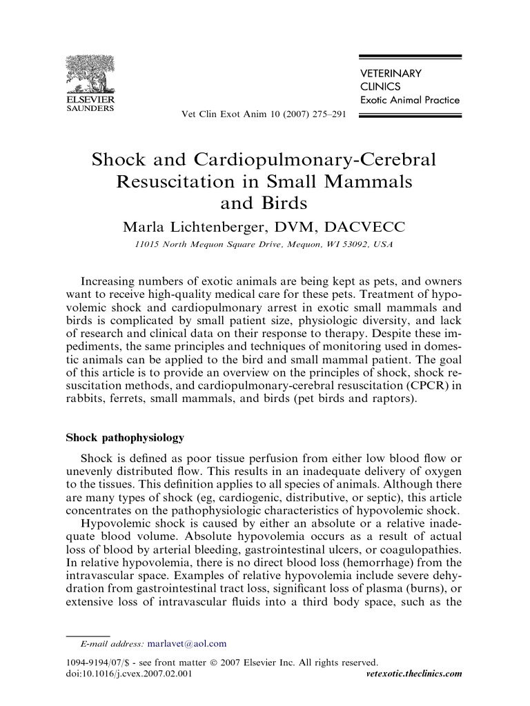 CPR Avian and Exot | Download Free PDF | Shock (Circulatory) | Blood ...