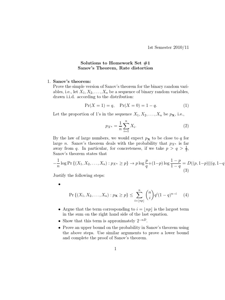 Hw1sol Sanov Rate Distortion | PDF | Logarithm | Function (Mathematics)