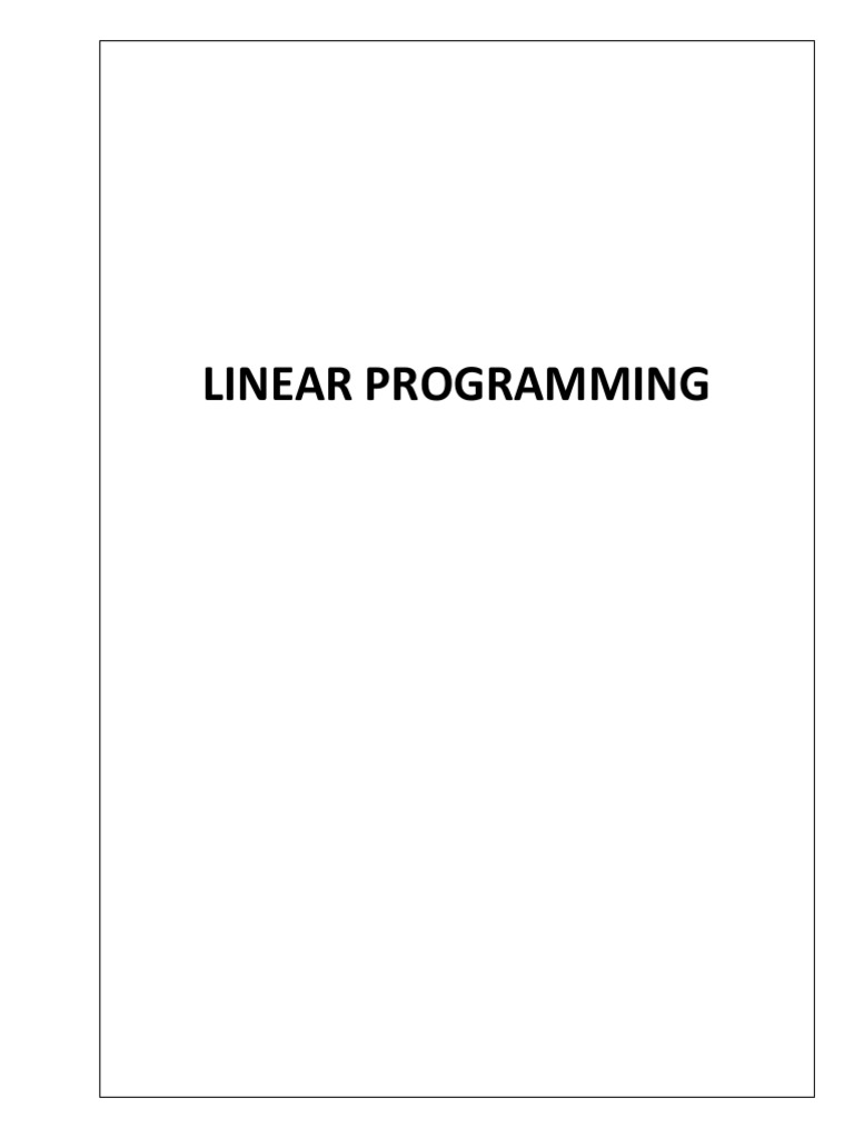 Linear Programming | PDF | Linear Programming | Linear Algebra
