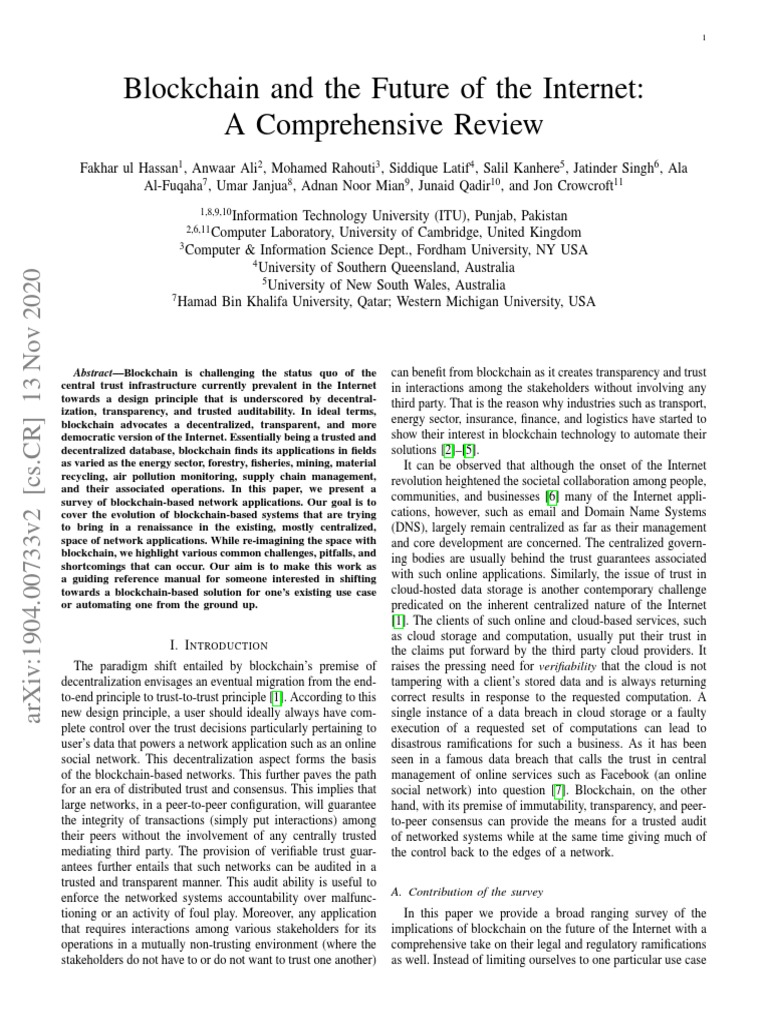 Blockchain and The Future of The Internet: A Comprehensive Review | PDF ...