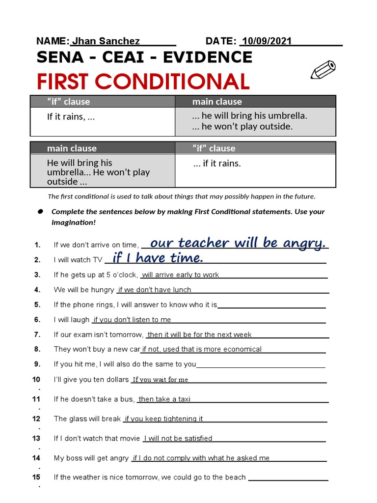 First Conditional: Sena - Ceai - Evidence | PDF