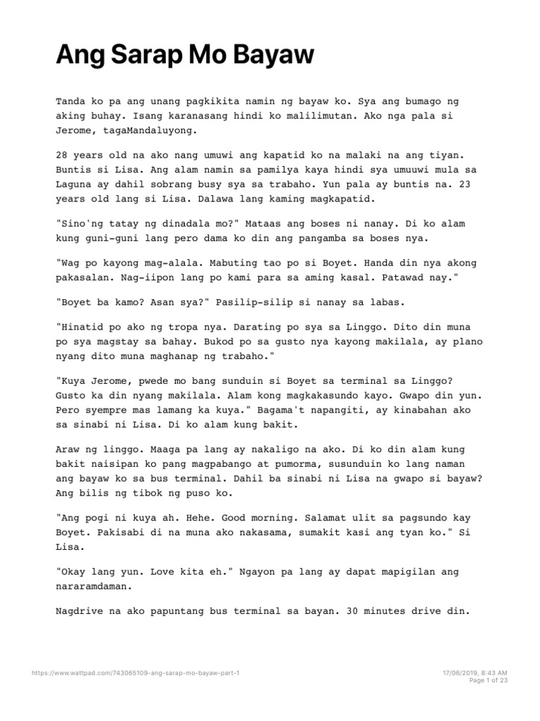 Ang Sarap Mo Bayaw - Part 1 - Wattpad | PDF