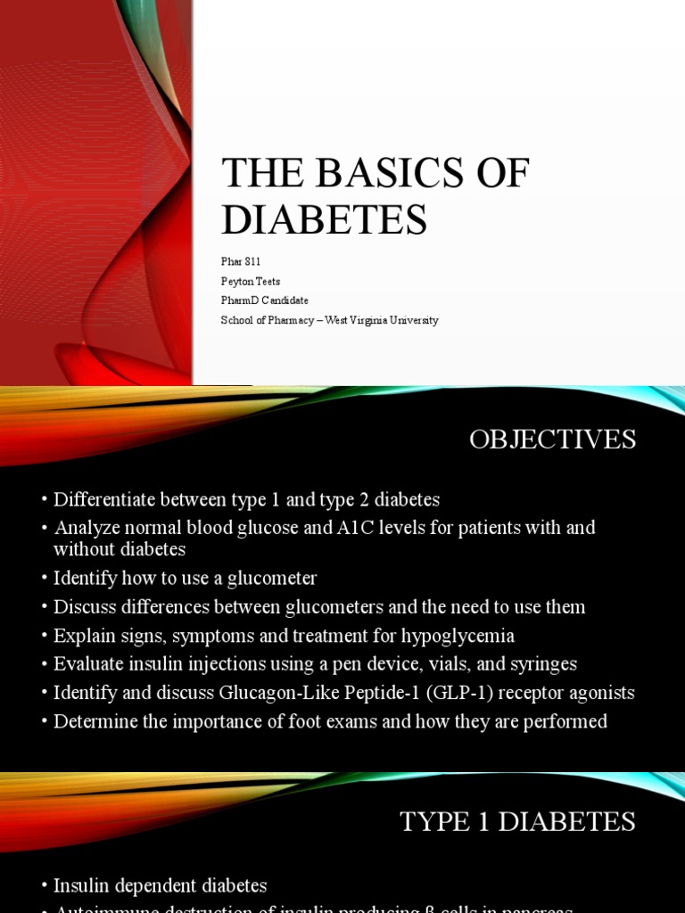 The Basics of Diabetes: Phar 811 Peyton Teets Pharmd Candidate School ...
