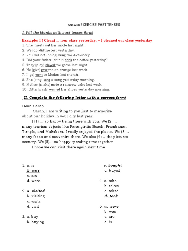 Example: I (Clean) ..Our Class Yesterday. I Cleaned Our Class Yesterday ...