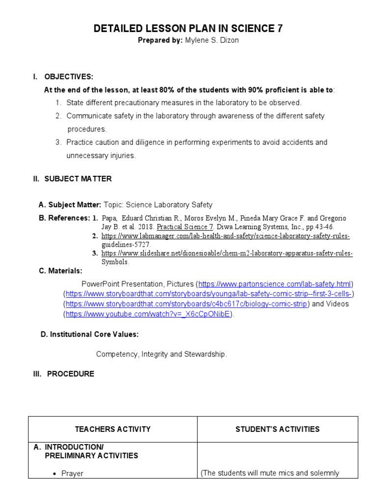 Lab Safety Lesson: Teaching Precautions and Procedures | PDF ...