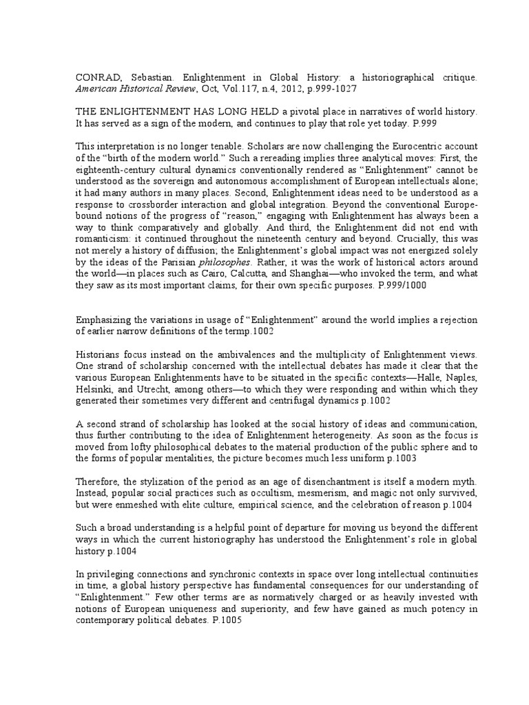 Global Enlightenment: A Critical Review | PDF | Age Of Enlightenment ...