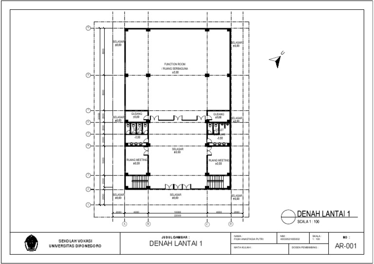 Denah Lantai 1 AR-001: Sekolah Vokasi Universitas Diponegoro | PDF