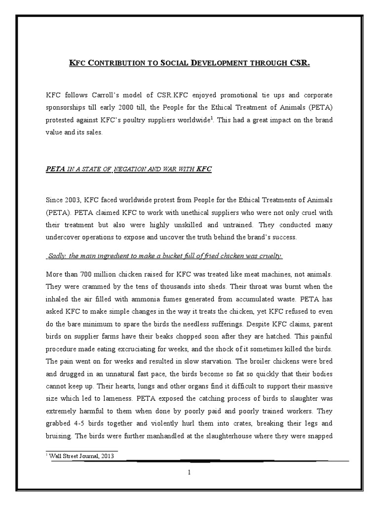 KFC Contribution To Social Development Through CSR | PDF | Employment ...
