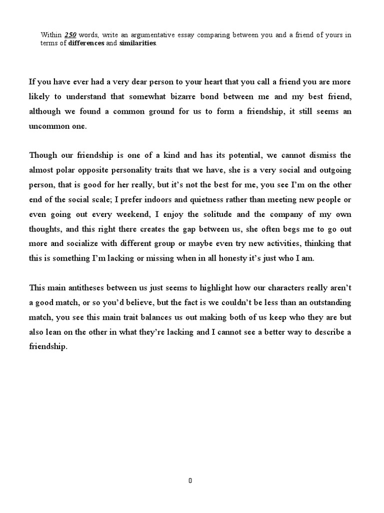 Within 250 Words, Write An Argumentative Essay Comparing Between You ...