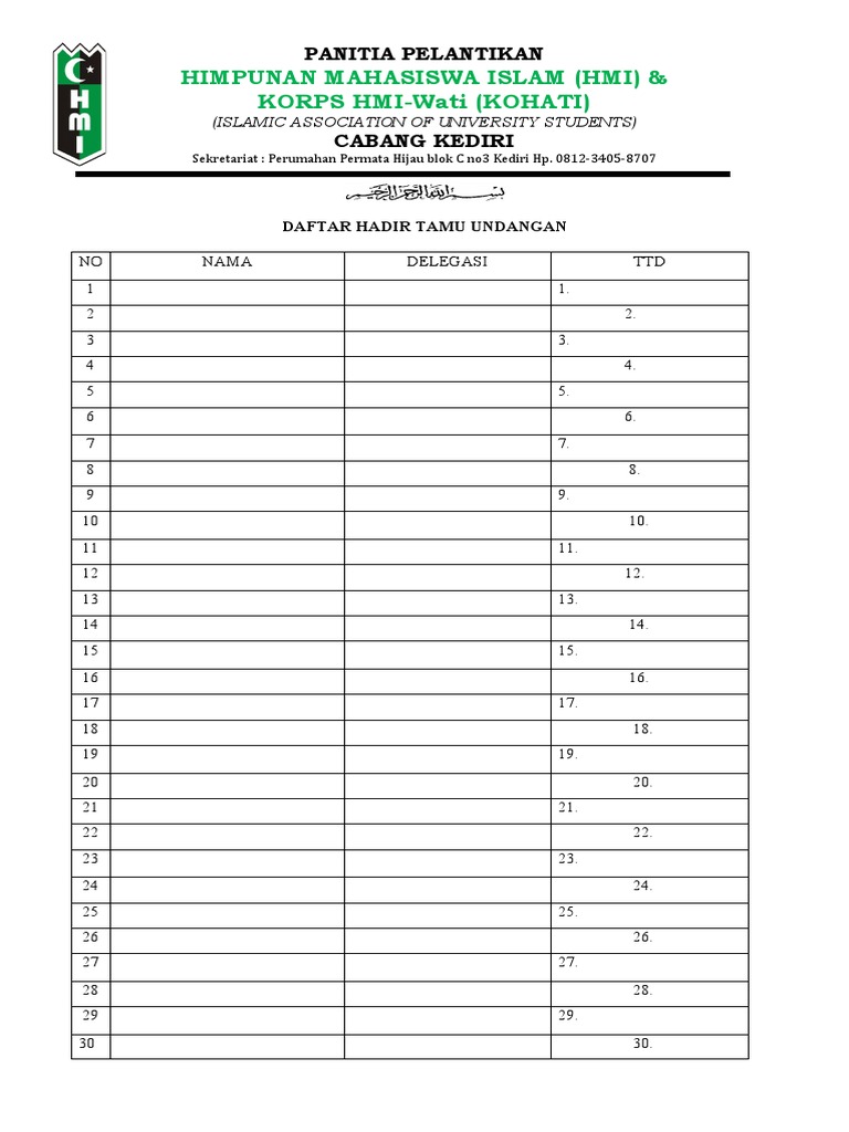 Absensi Peserta Dan Tamu Undangan | PDF