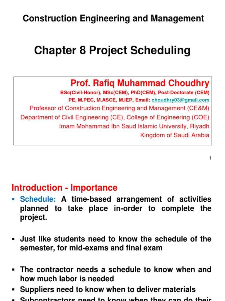 CE461-H-Ch 8-Project Scheduling | PDF