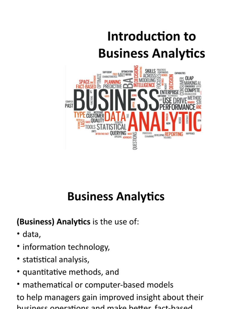 Introduction To Business Analytics | PDF | Analytics | Predictive Analytics