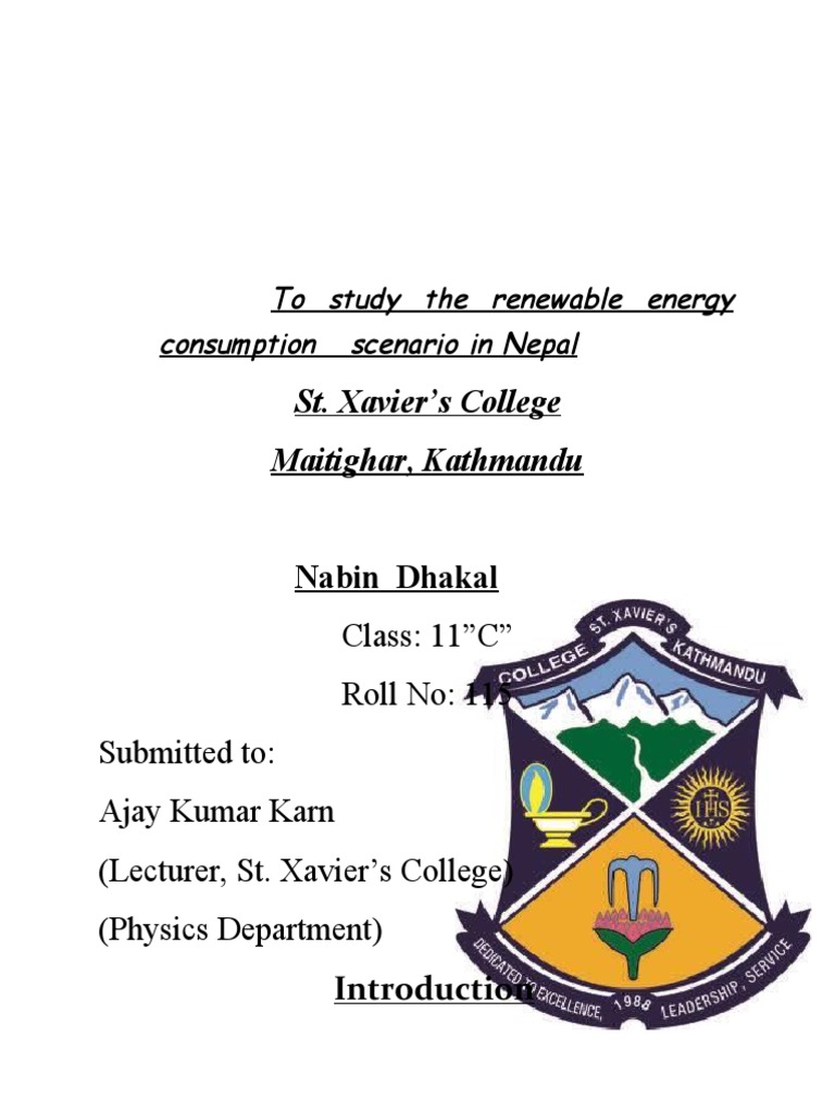 Physics Project Work | PDF | Energy Development | Renewable Energy