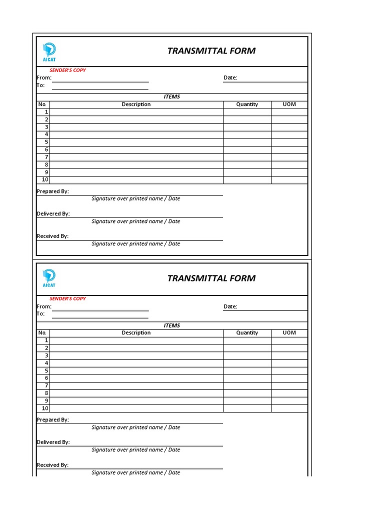 Standard Transmittal Form for Tracking Item Transfer | PDF