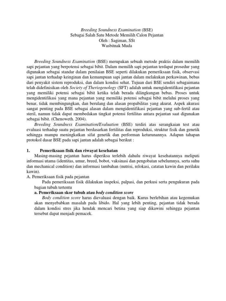 Breeding Soundness Examination Pdf