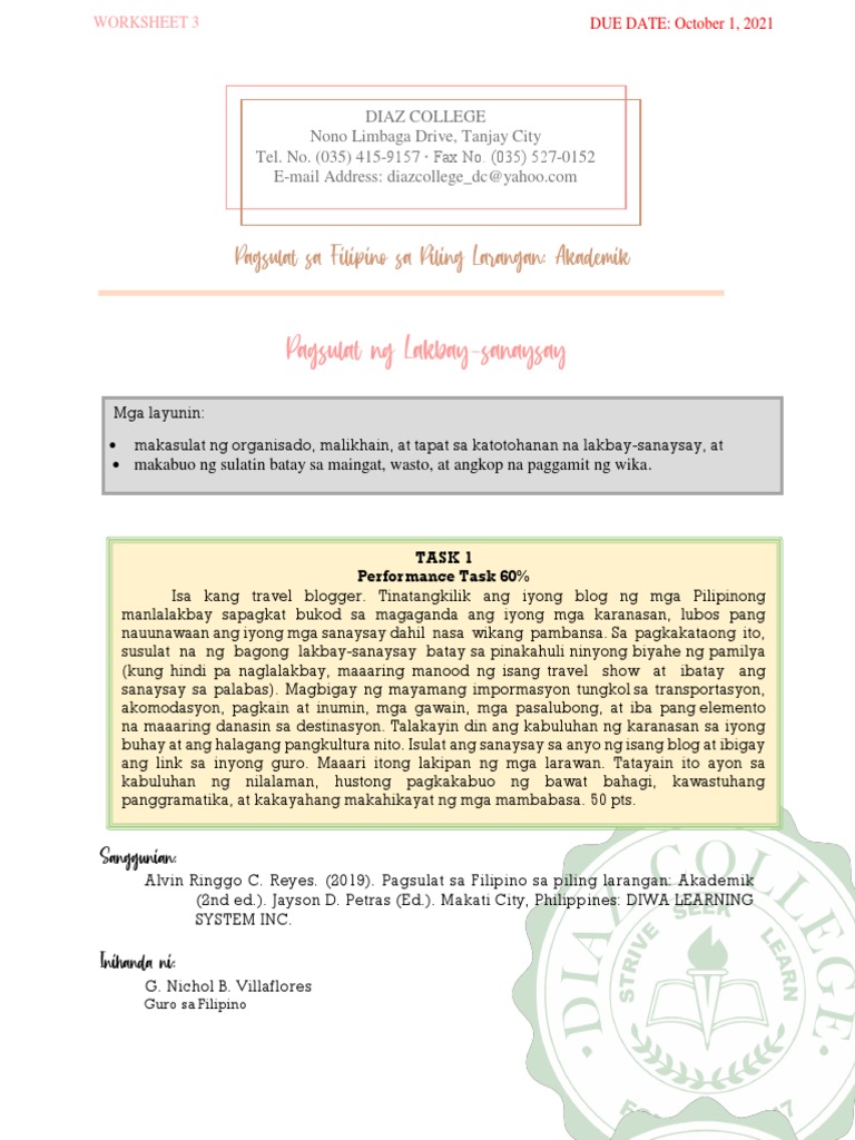 GRADE 12 Pagsulat 3 | PDF