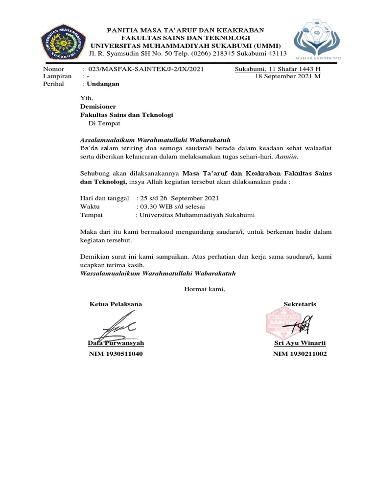023 - Surat Undangan Demisioner-3 | PDF
