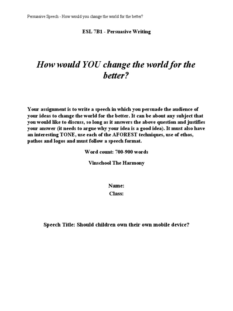 Persuasive Speech - Why Children Should Own Their Own Mobile Devices ...