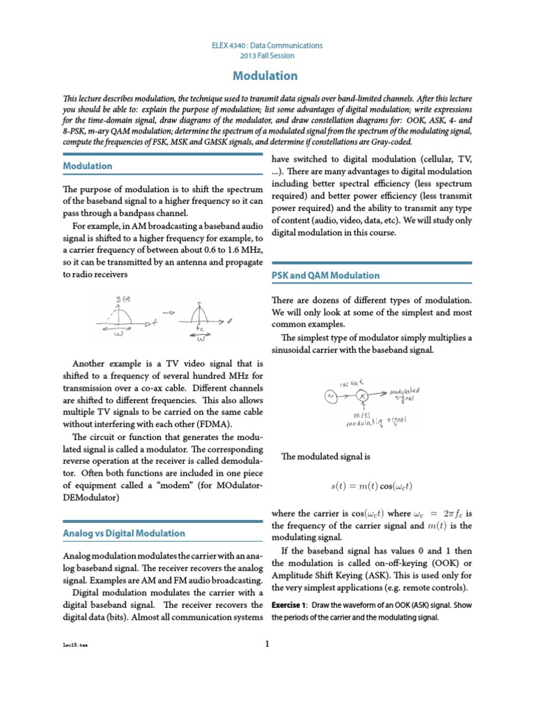 Lec 13 | PDF | Modulation | Physical Layer Protocols