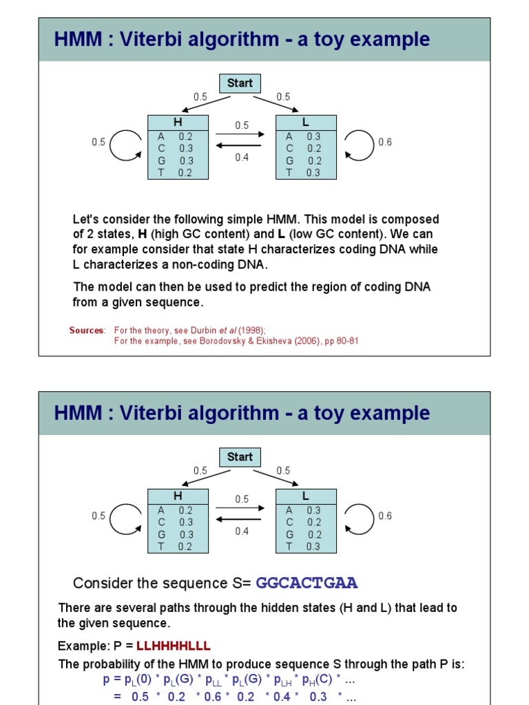 HMM: Viterbi Algorithm - A Toy Example: Start | PDF | Computer Science | Algorithms