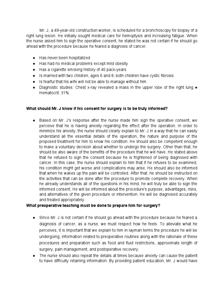 Case Scenario | PDF | Surgery | Anesthesia
