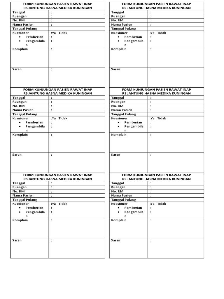 Form Kunjungan Pasien Rawat Inap | PDF