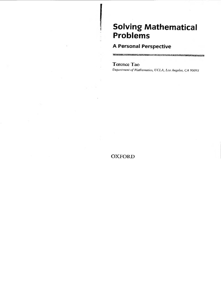 Solving Mathematical Problems Terry Tao | PDF