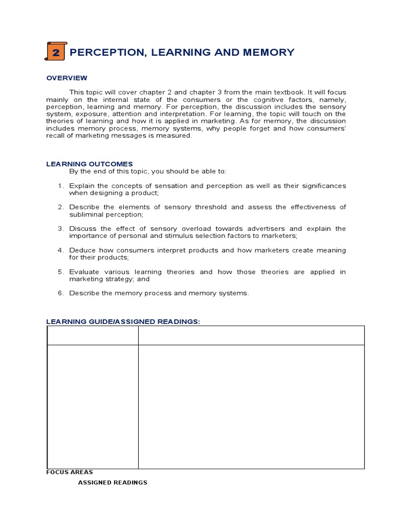 Module 2 Perception Learning And Memory Pdf Perception Memory