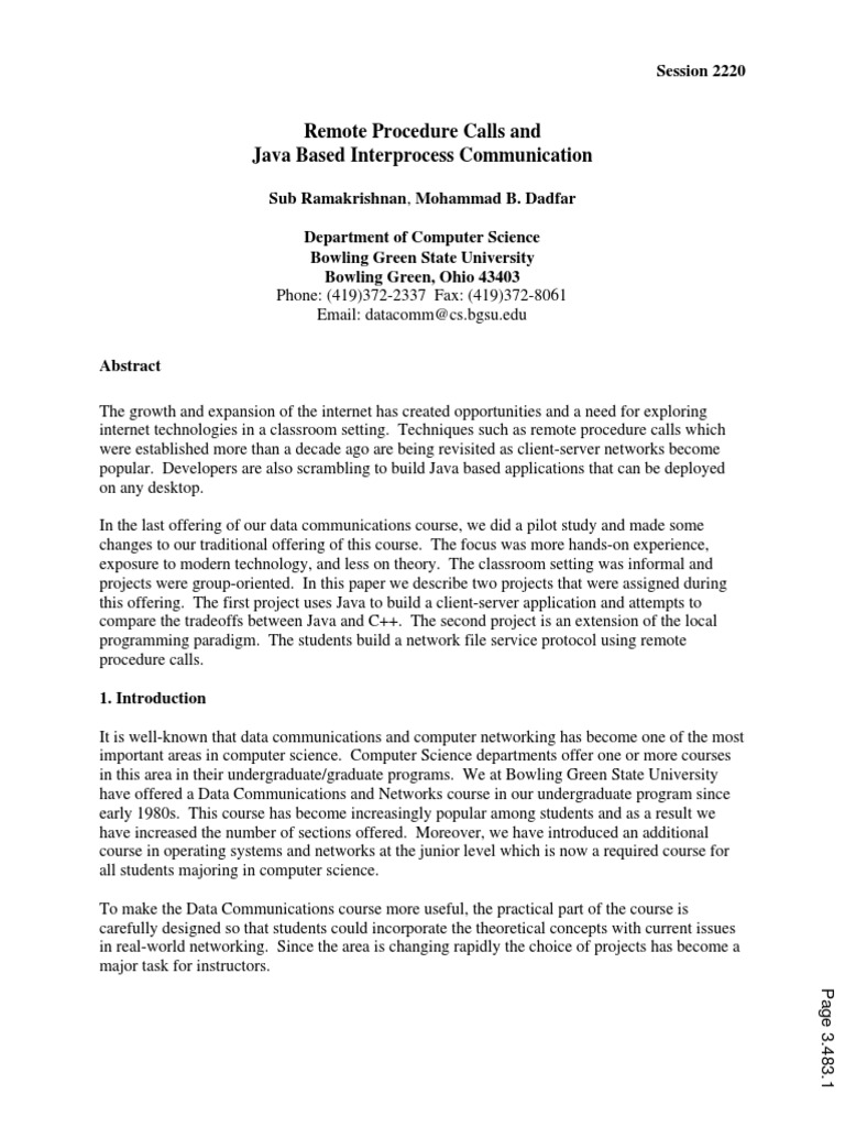 Remote Procedure Calls Java Based Interprocess Communication Descargar Gratis Pdf Port