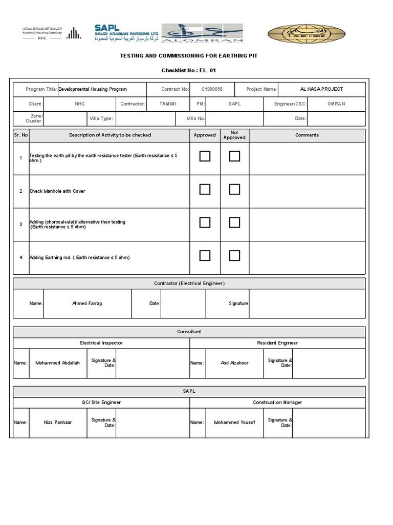 Testing Check List Form - EL01-06 | PDF | Manufactured Goods | Engineering