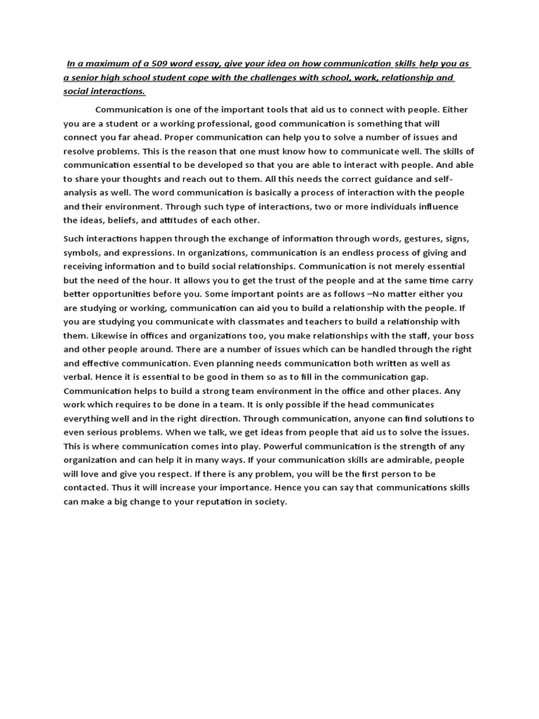 In A Maximum of A 509 Word Essay | PDF | Communication | Idea