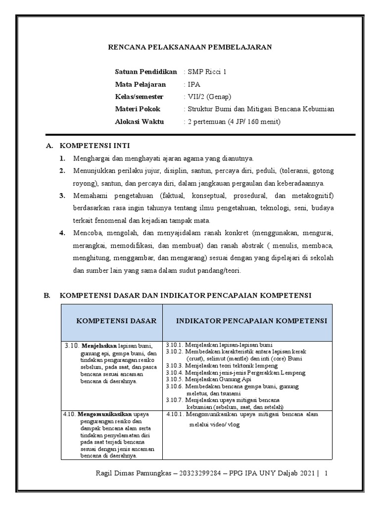 RPP Lapisan BUmi | PDF