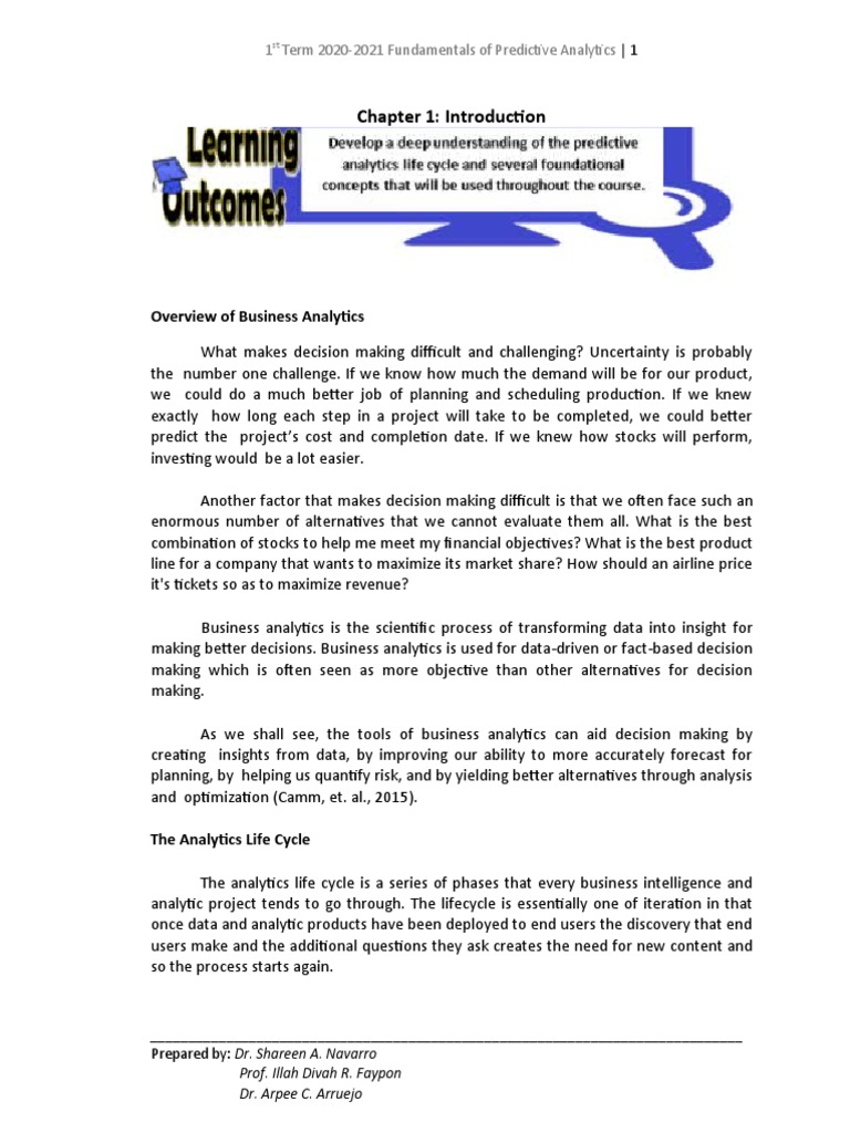 Chapter 1: Introduction: Overview of Business Analytics | PDF | Analytics | Predictive Analytics