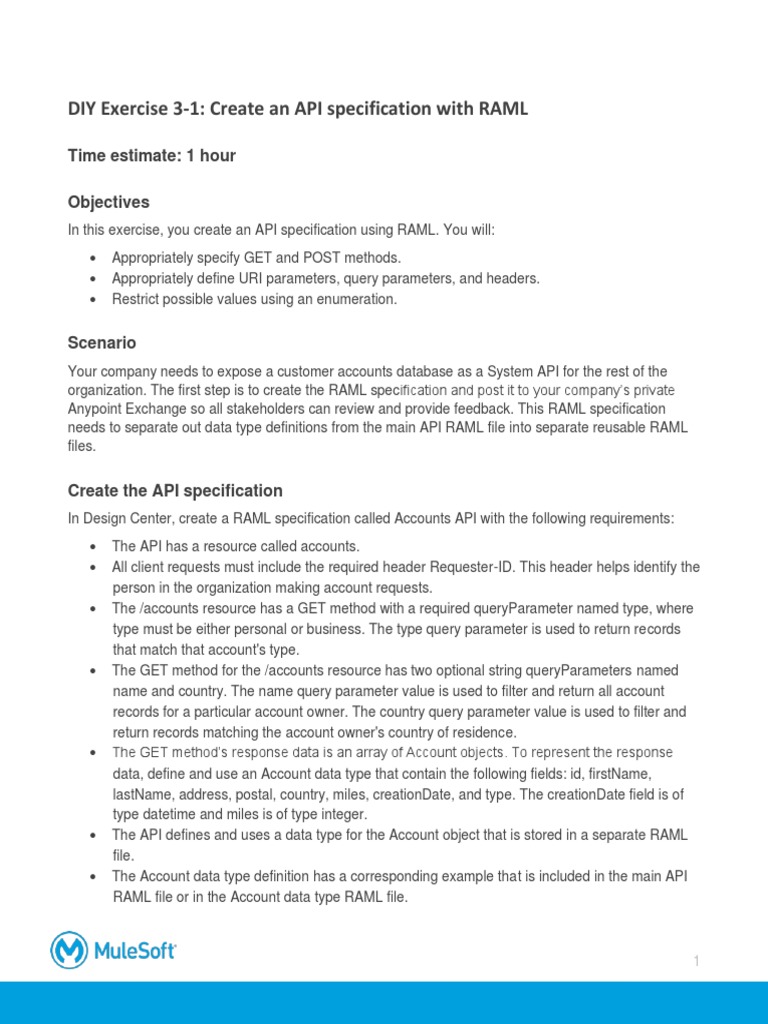 RAML Specification for a Customer Accounts API with Separate Data Type Definitions | PDF | Json ...