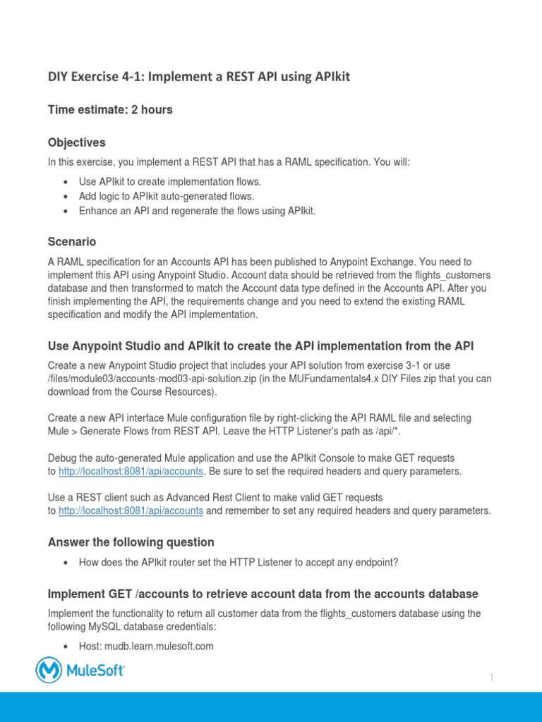 DIY Exercise 4-1 - Implement A REST API Using APIkit | PDF | Databases ...