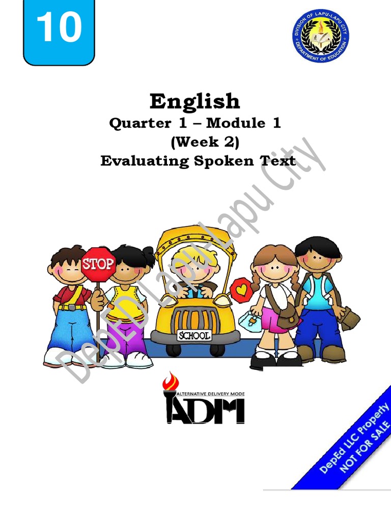 English: Quarter 1 - Module 1 (Week 2) Evaluating Spoken Text | PDF ...