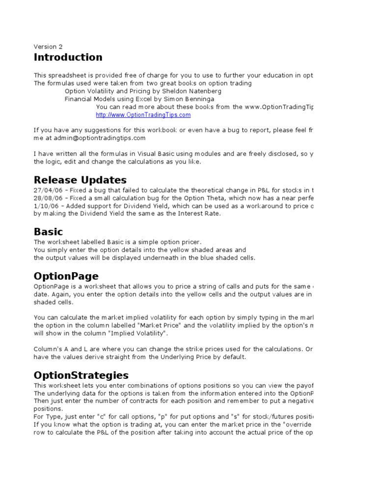 Option Trading Workbook | PDF | Greeks (Finance) | Option (Finance)