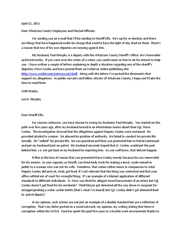 Letter To The Sheriff | Download Free PDF | Justice | Crime & Violence