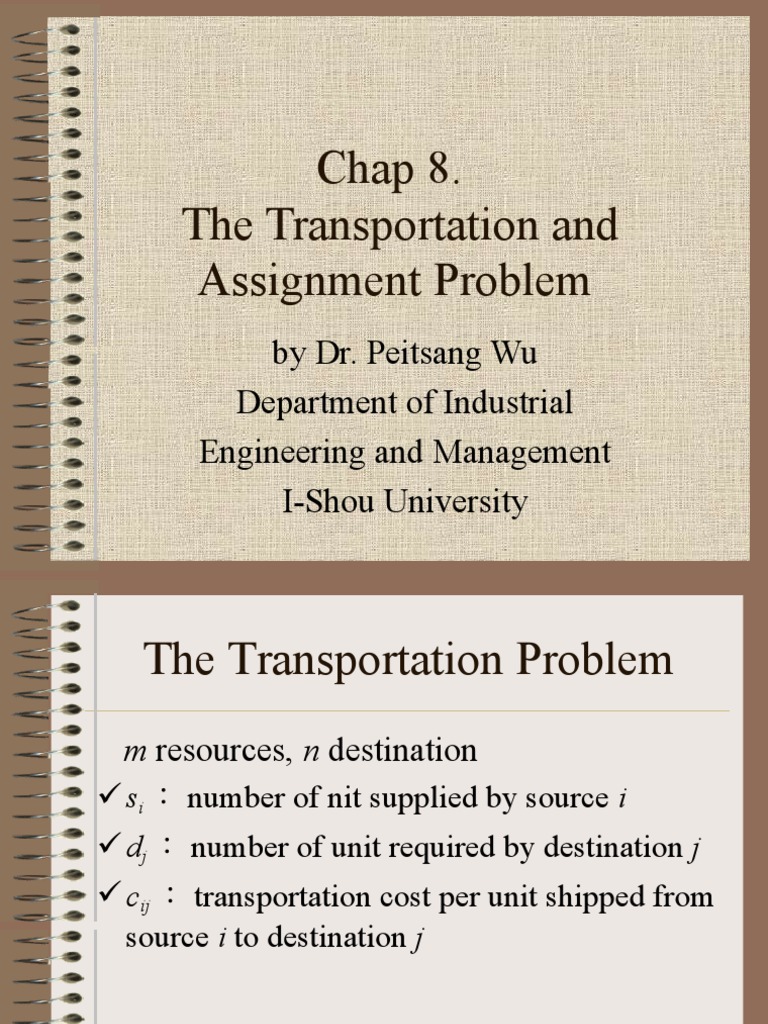 Chap 8. The Transportation and Assignment Problem | PDF | Matrix ...