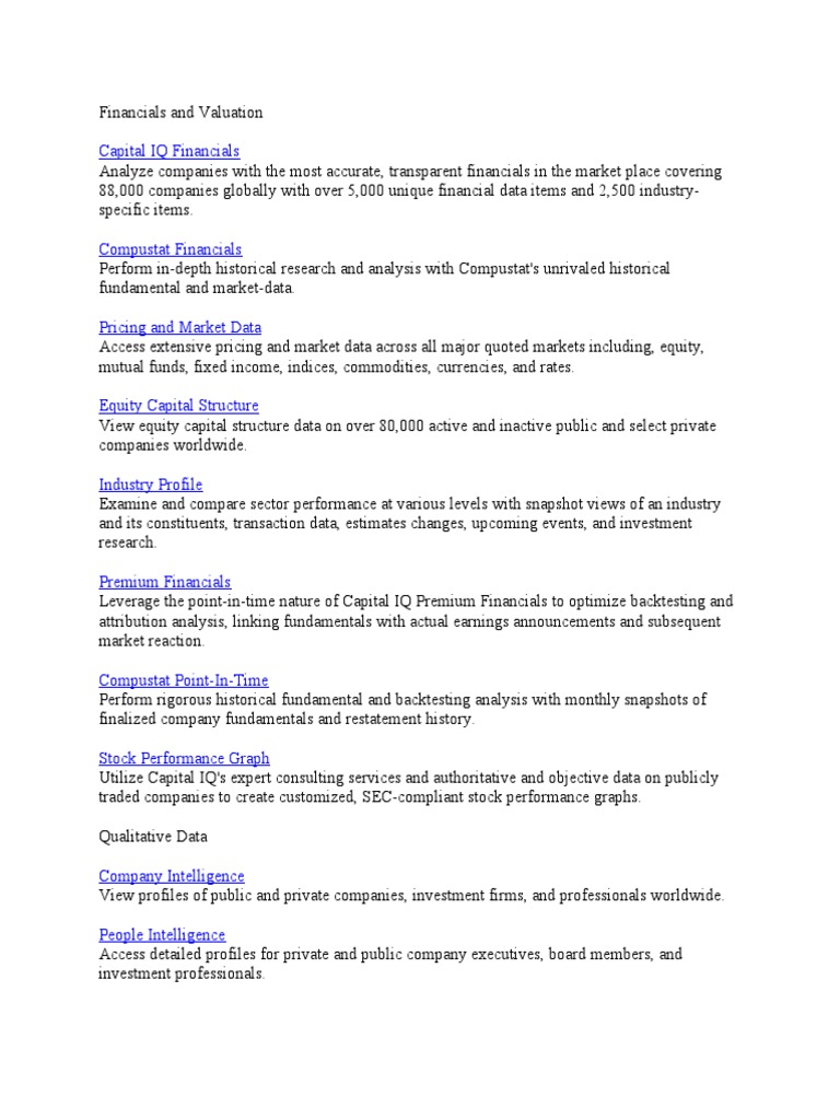 Capital IQ | Download Free PDF | Credit Rating Agency | Wide Area Network