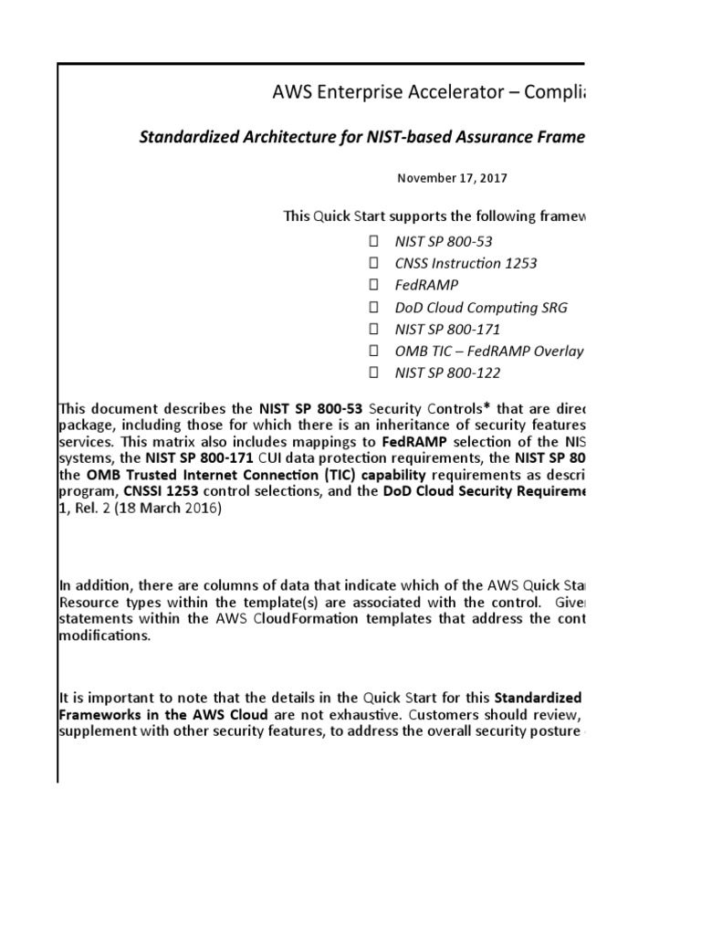 AWS NIST 800 53 Security Controls Mapping | PDF | Access Control ...
