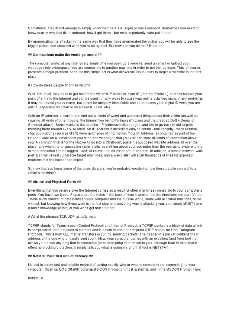 How To Trace A Hacker | PDF | Port (Computer Networking) | Transmission Control Protocol