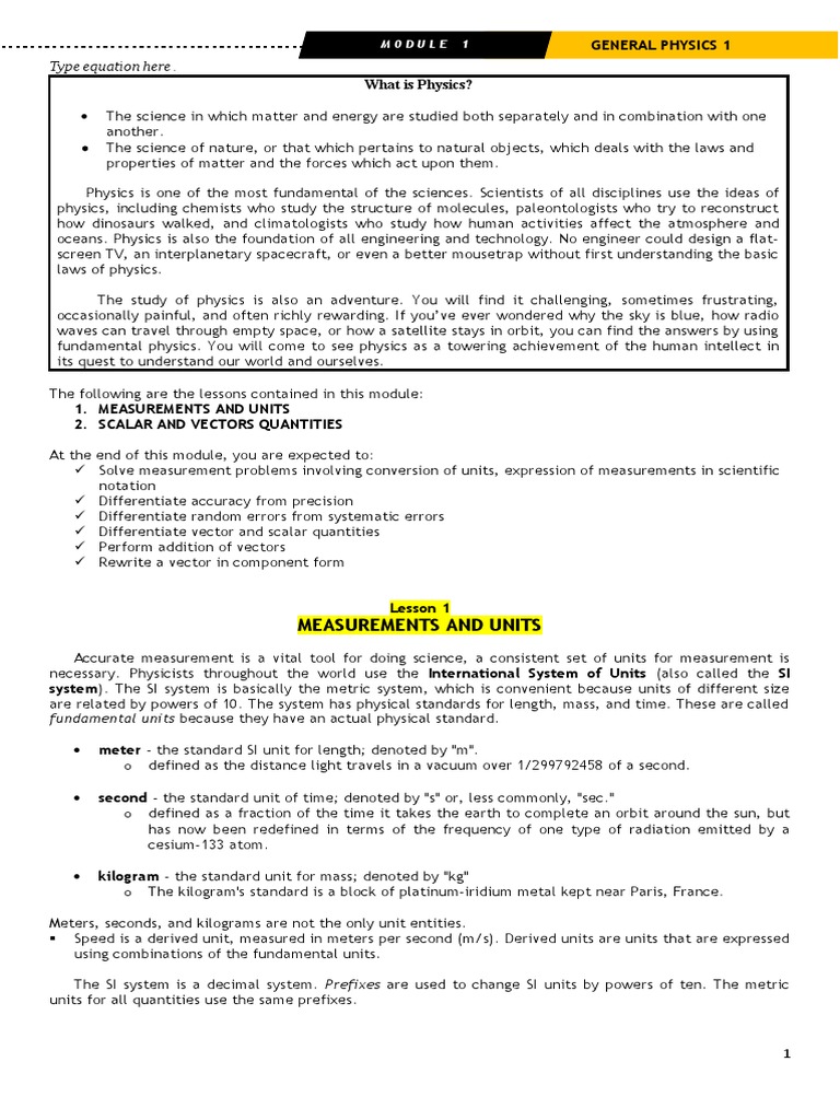 Grade 12 General Physics Module 1 | PDF | Observational Error ...