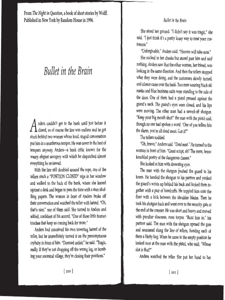 Eng 2 Bullet in The Brain - Tobias Wolff | PDF