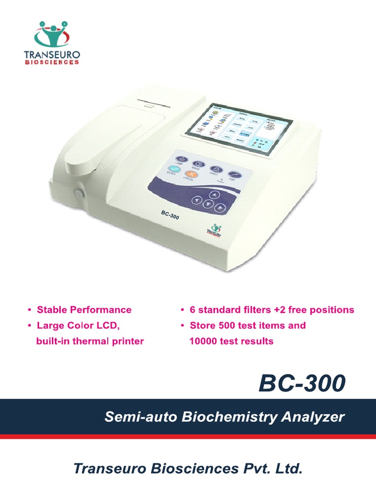 BC 300 Semi Auto Biochemistry Analyzer | PDF