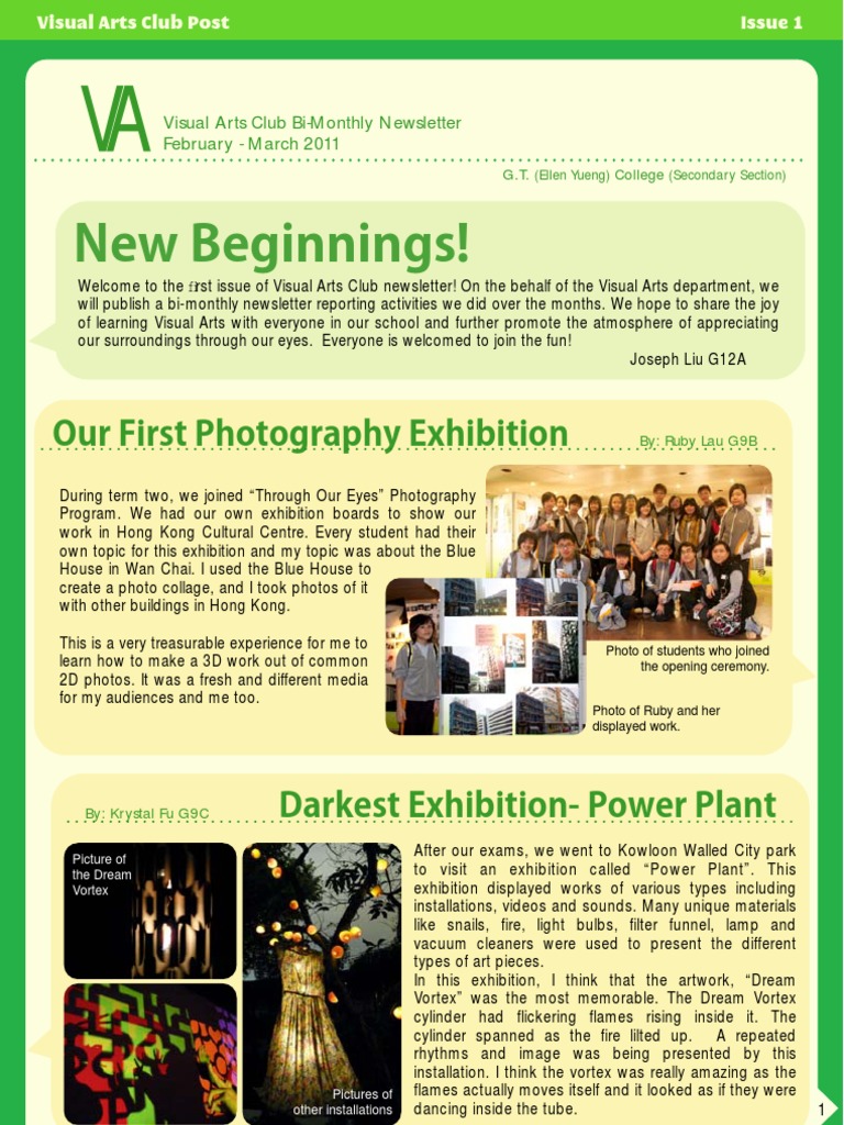 Visual Arts Club March Newsletter | PDF | Leisure