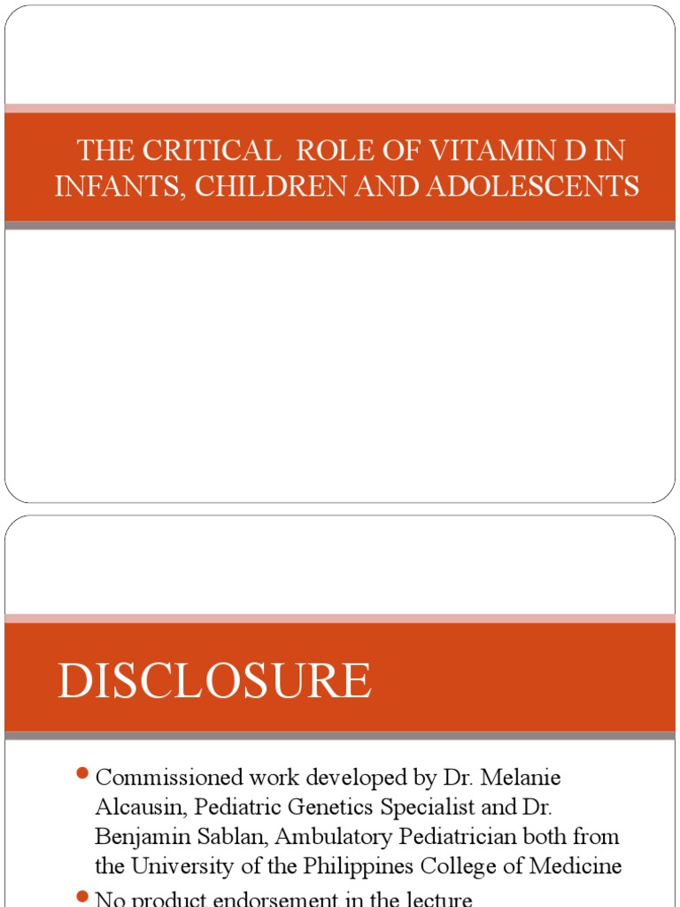 The Critical Role of Vitamin D in Infants, Children and Adolescents ...